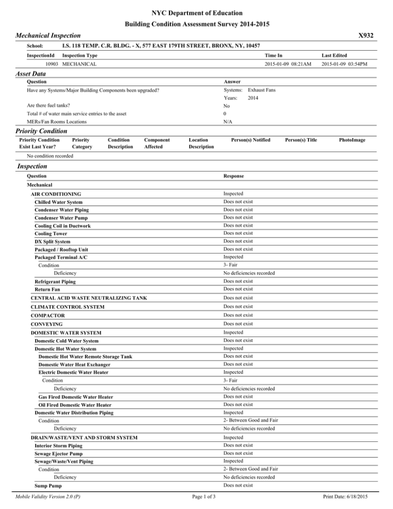 Mechanical Inspection Asset Data Priority Condition Inspection