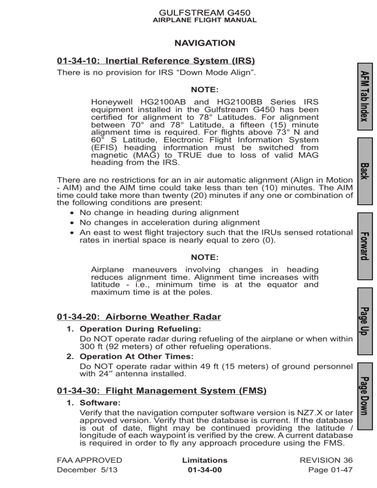 NAVIGATION 01-34-10: Inertial Reference System (IRS) 01-34