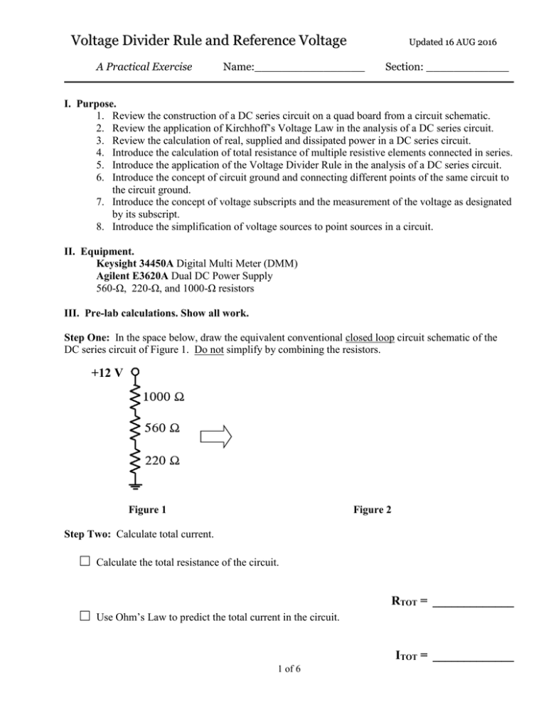 Voltage Divider Rule Lab: DC Circuits & Reference Voltage