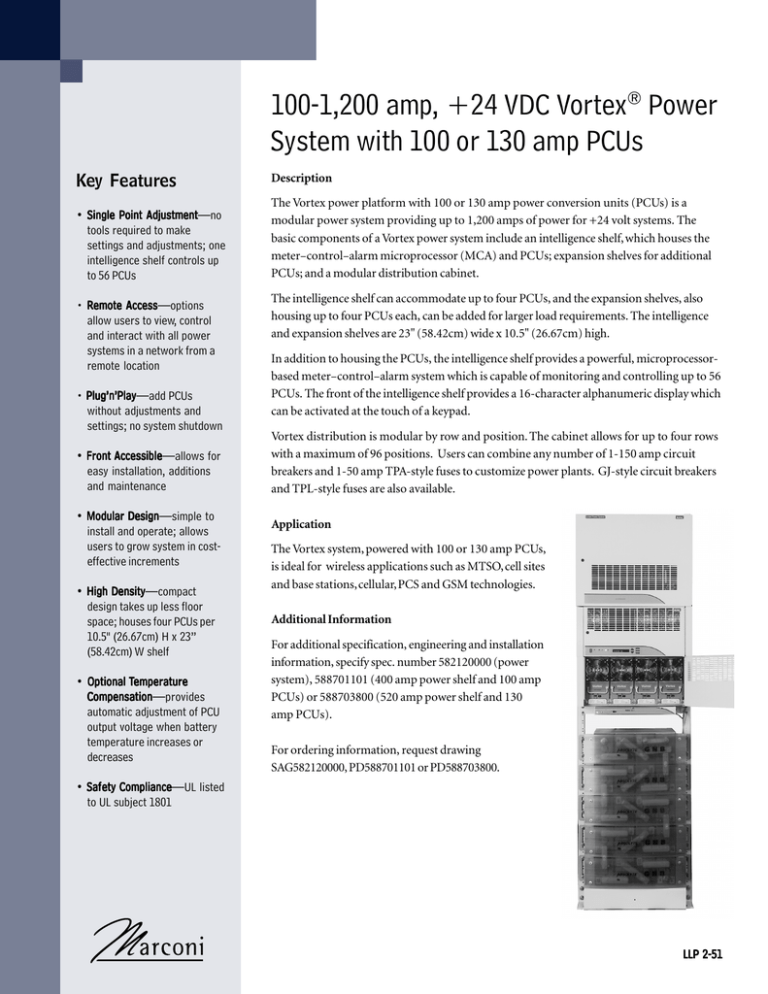 Vortex Power System: 100-1200 Amp, +24 VDC Datasheet
