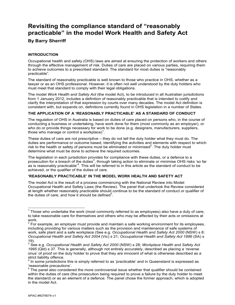 reasonably practicable