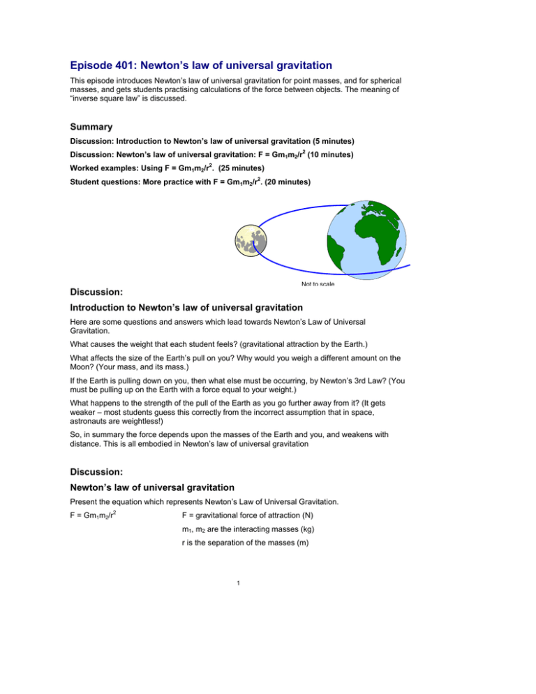 Newton's Law of Universal Gravitation: Lesson & Examples