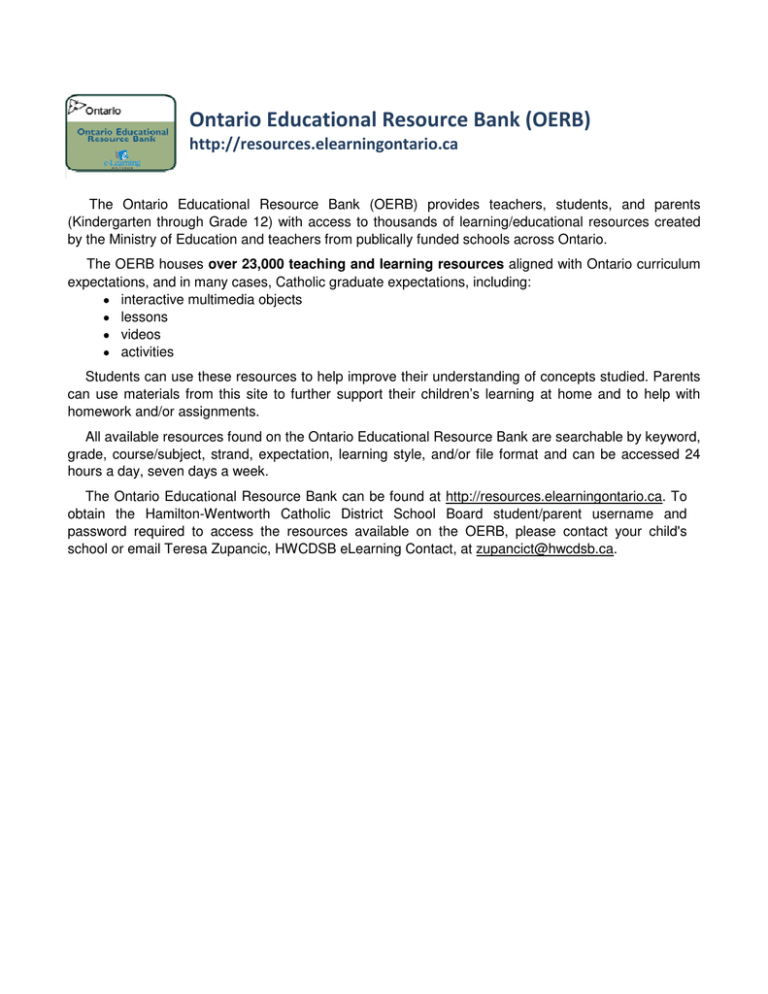 Ontario Educational Resource Bank (OERB)