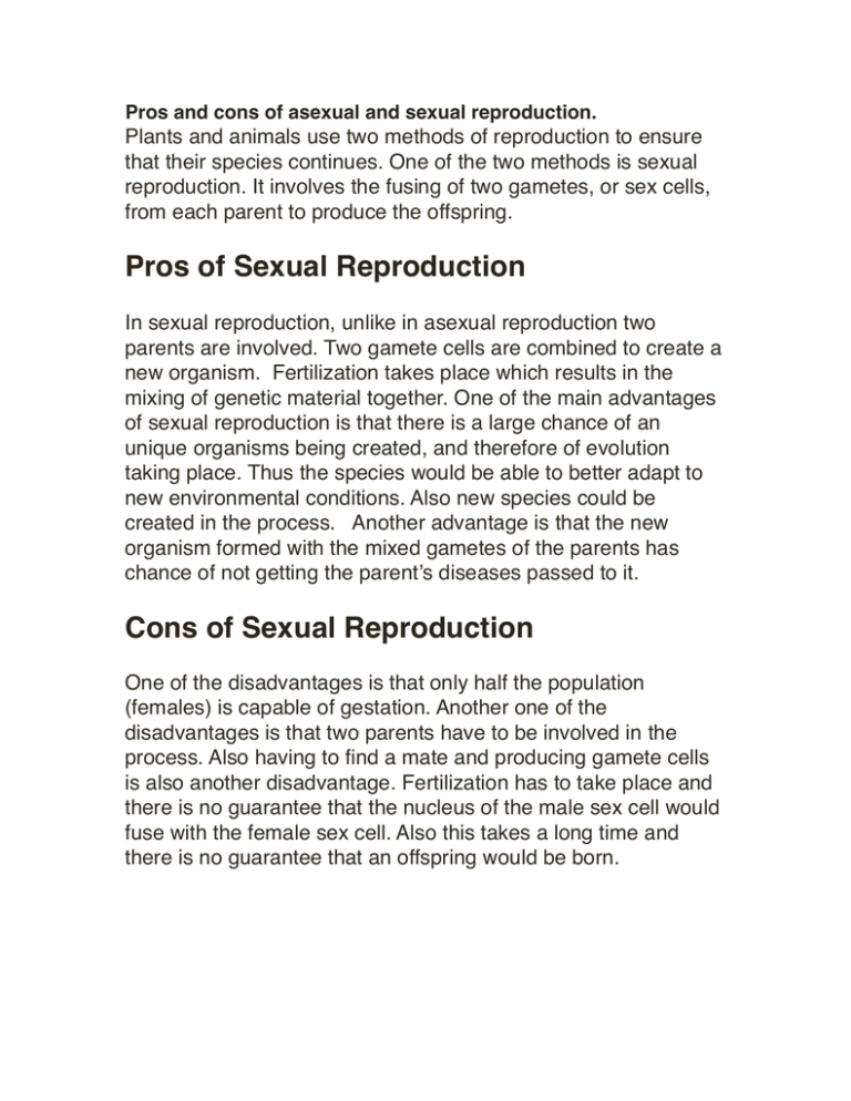 Sexual vs. Asexual Reproduction: Pros & Cons