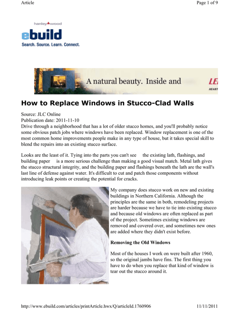 How to Replace Windows in Stucco-Clad Walls