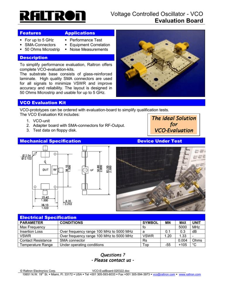 vco evaluation board