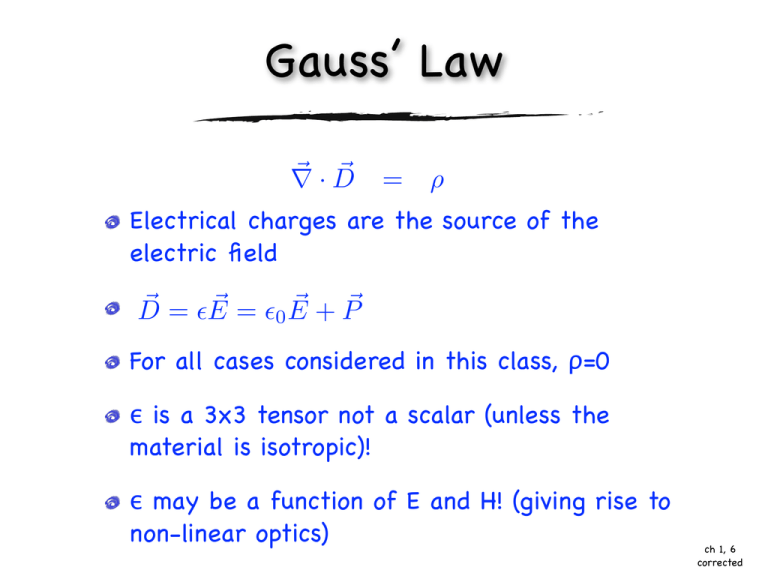 Gauss' Law & Electromagnetism: Presentation