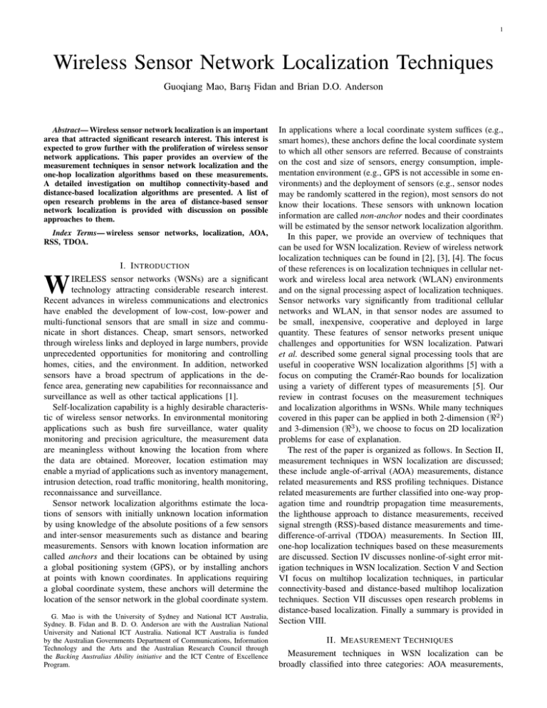 G Mao Wireless Sensor Network Localization Techniques