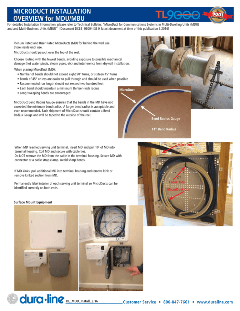 MicroDuct Installation Overview for MDU/MBU