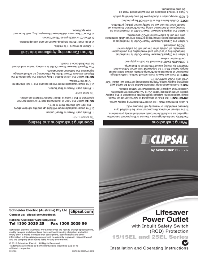 Installation Instructions - F297/06 - 15/15EL and 25EL