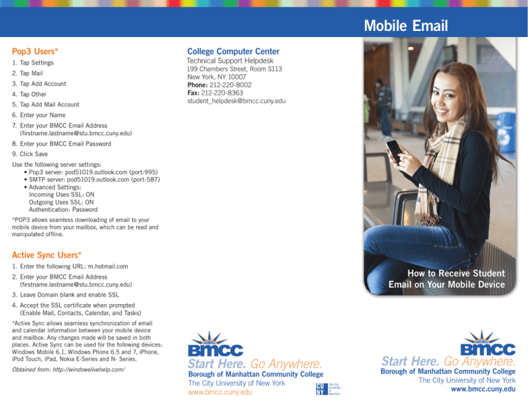 BMCC Student Email Setup on Mobile Devices