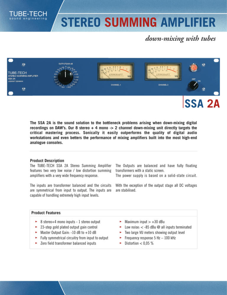 stereo summing amplifier