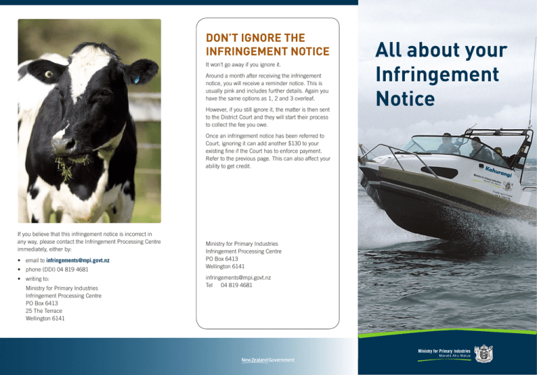 Infringement Notice - Ministry for Primary Industries