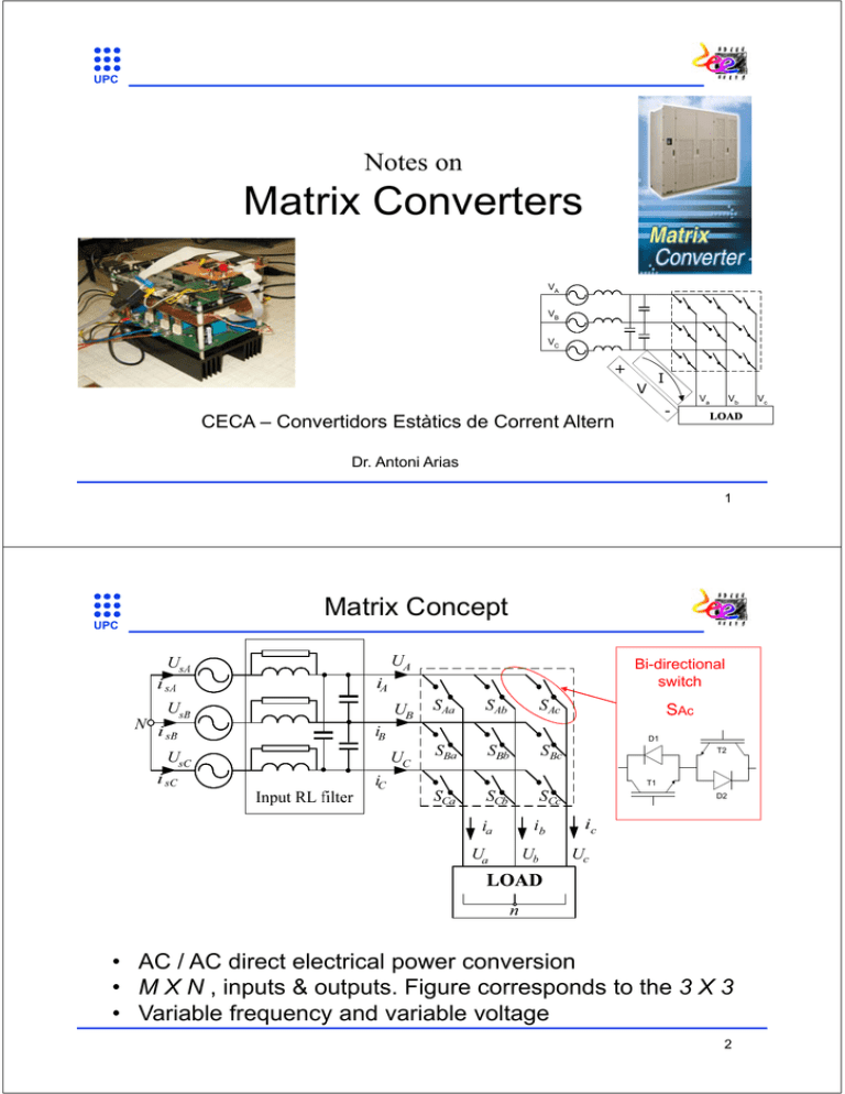 Matrix Converters: Concepts, Features & Applications