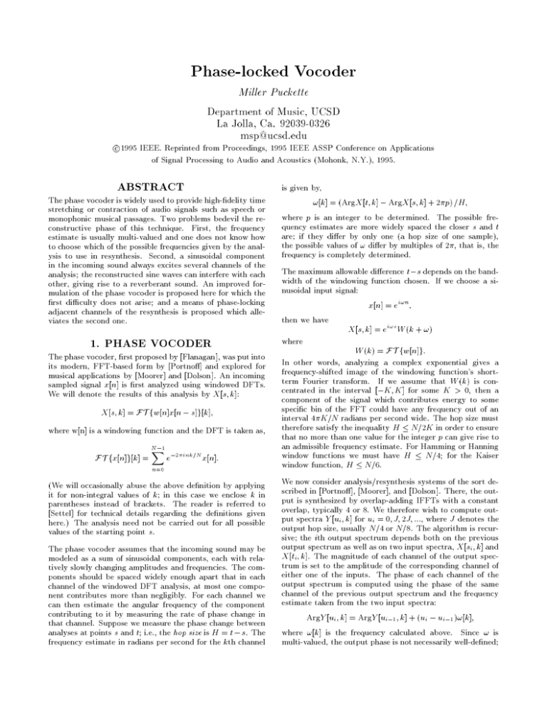 Phase-Locked Vocoder: Improved Audio Signal Processing