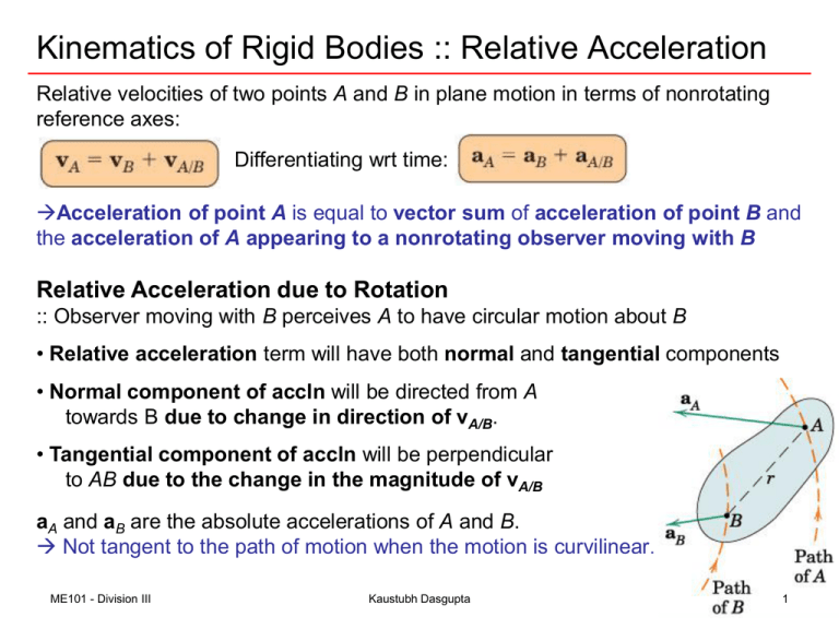 Relative Acceleration in Rigid Body Kinematics