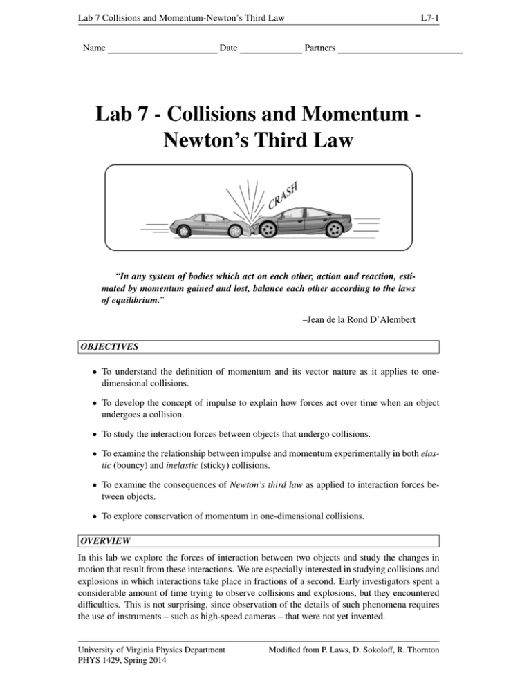 Lab 7 - Collisions and Momentum