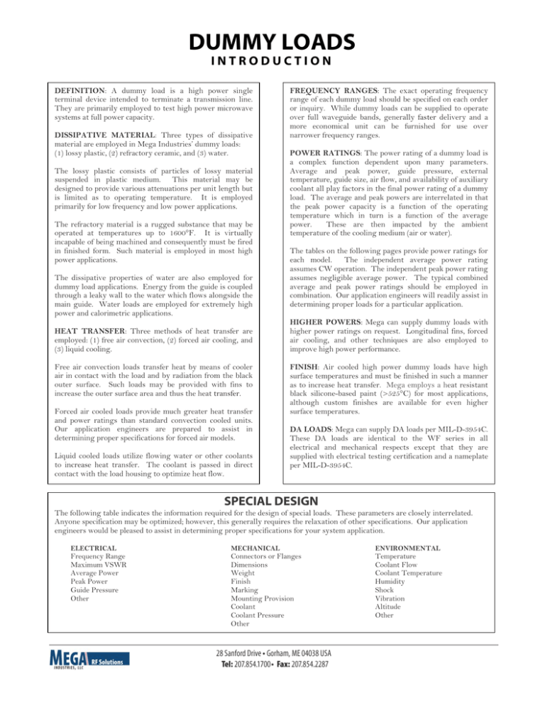 dummy loads - Mega Industries, LLC