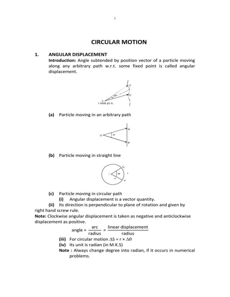 Circular Motion: Angular Displacement & Velocity