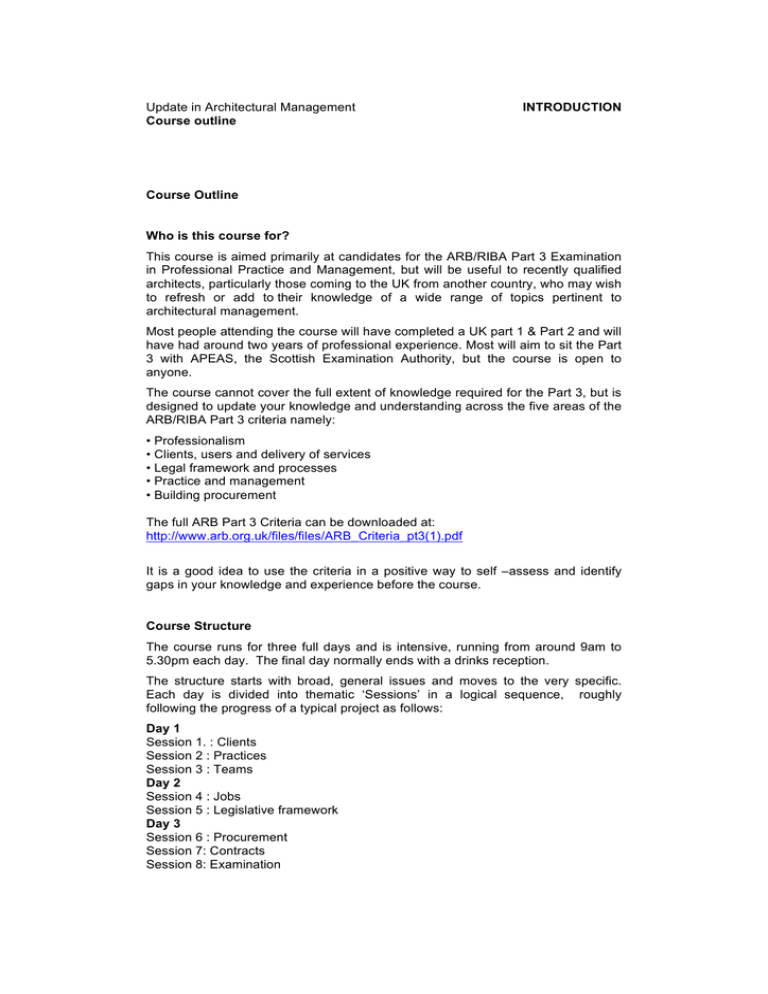 Introduction - Course outline Introduction - Course outline