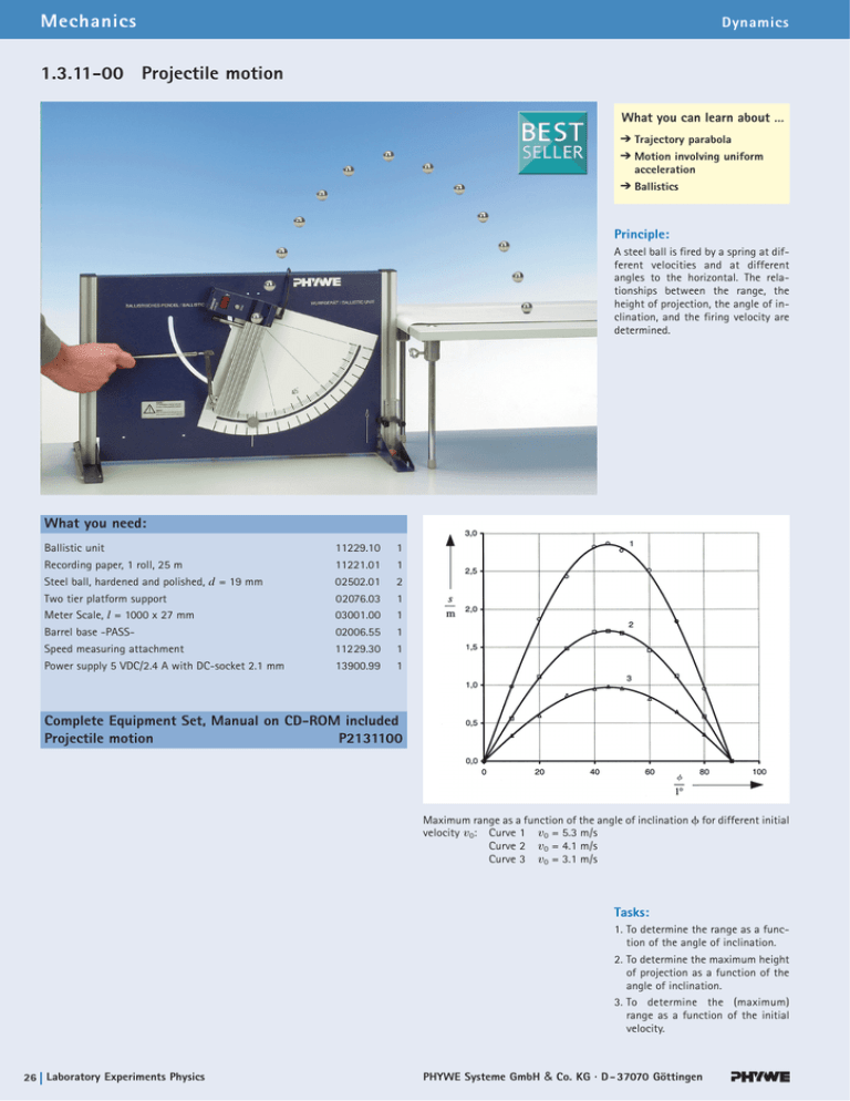 Projectile Motion Experiment: Range, Height, Velocity