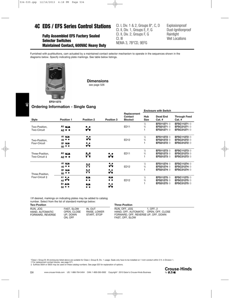 4C EDS / EFS Series Control Stations