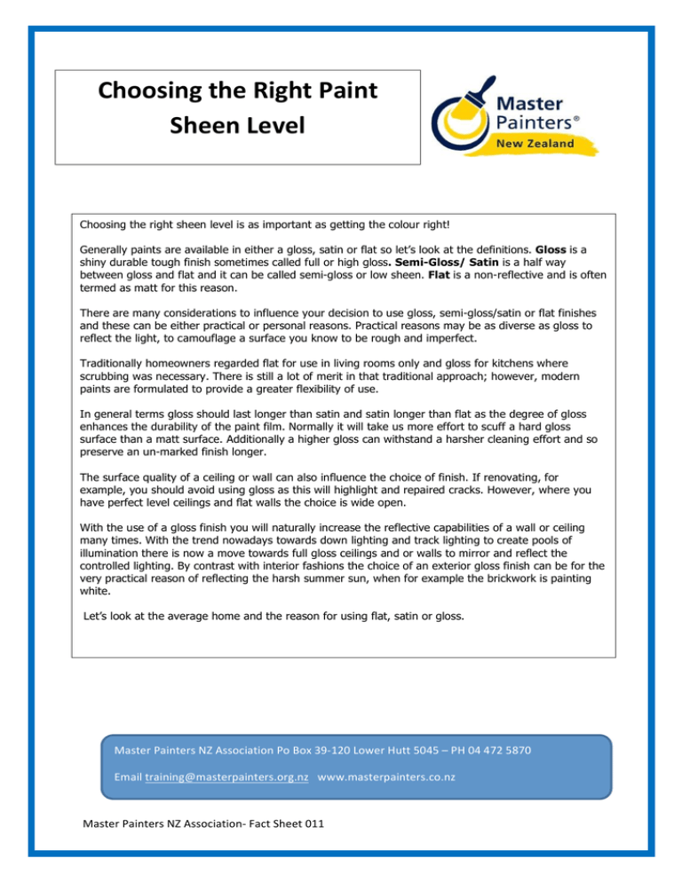 Choosing the Right Paint Sheen Level