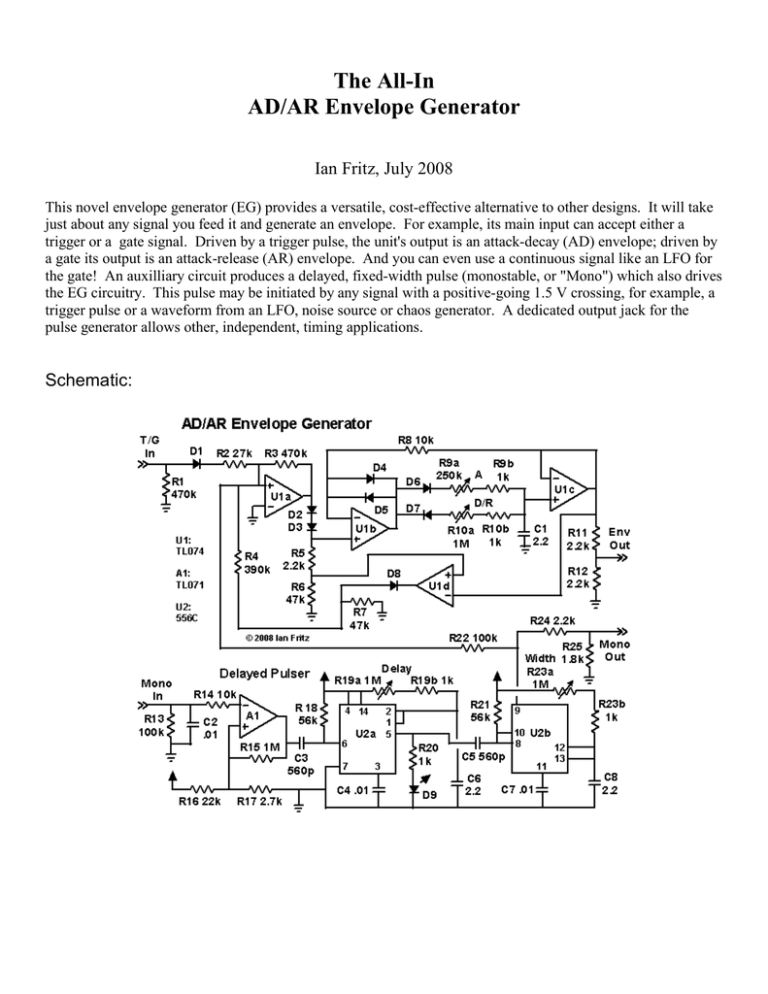 AD/AR Envelope Generator Schematic - Ian Fritz