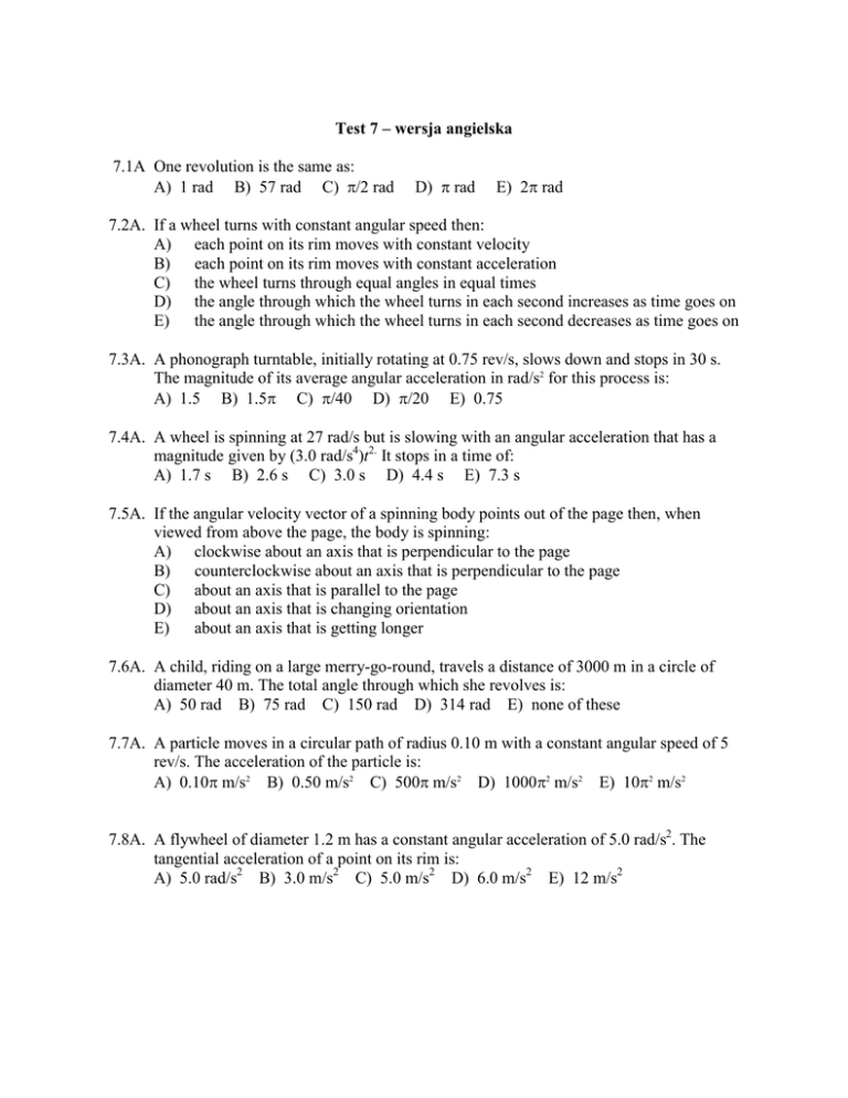 Physics Test: Rotational Motion, Torque, and Angular Momentum