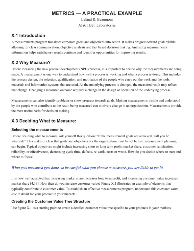 METRICS — A PRACTICAL EXAMPLE