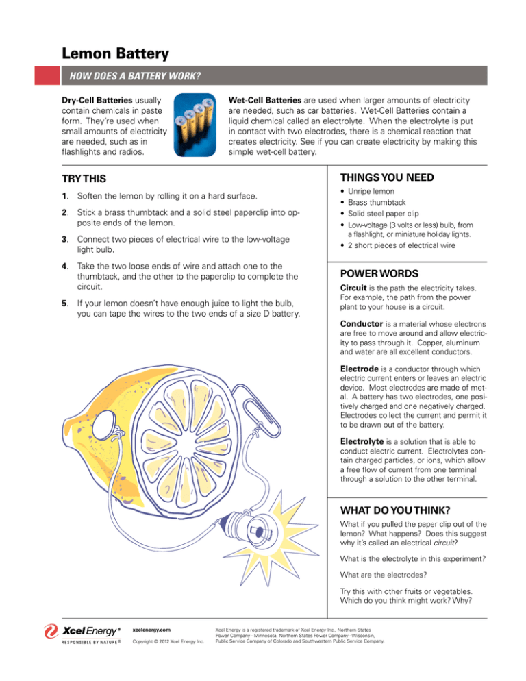 Lemon Battery Experiment: Science Activity Guide