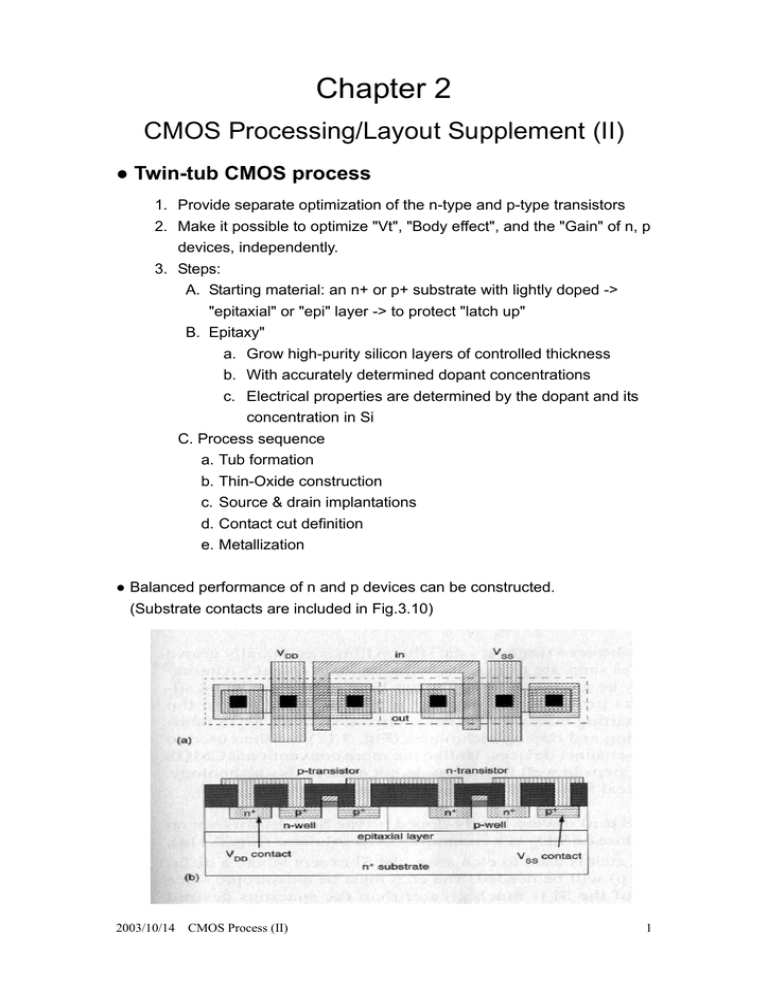 CMOS Processing & Layout: Twin-Tub Process, Design Rules
