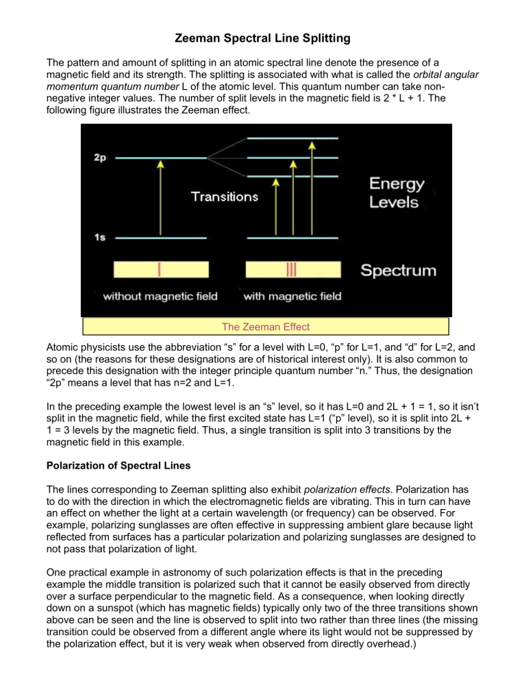 Zeeman Spectral Line Splitting