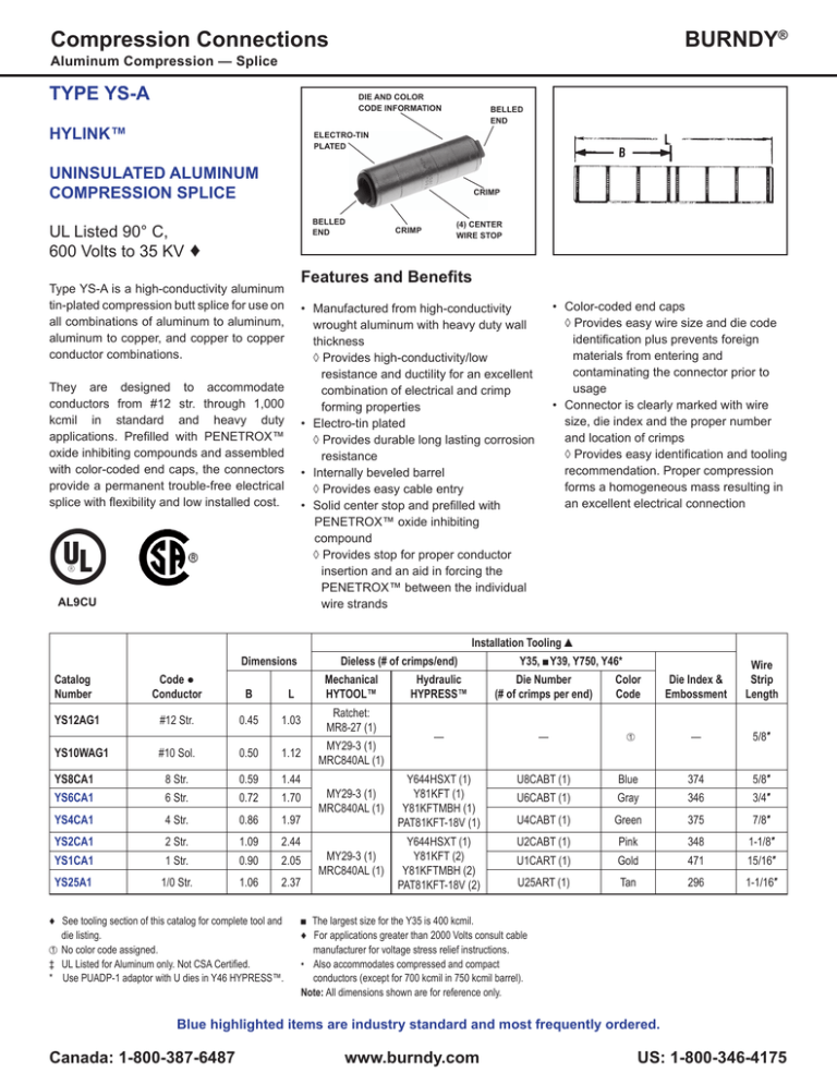 Aluminum Splices Cutsheet