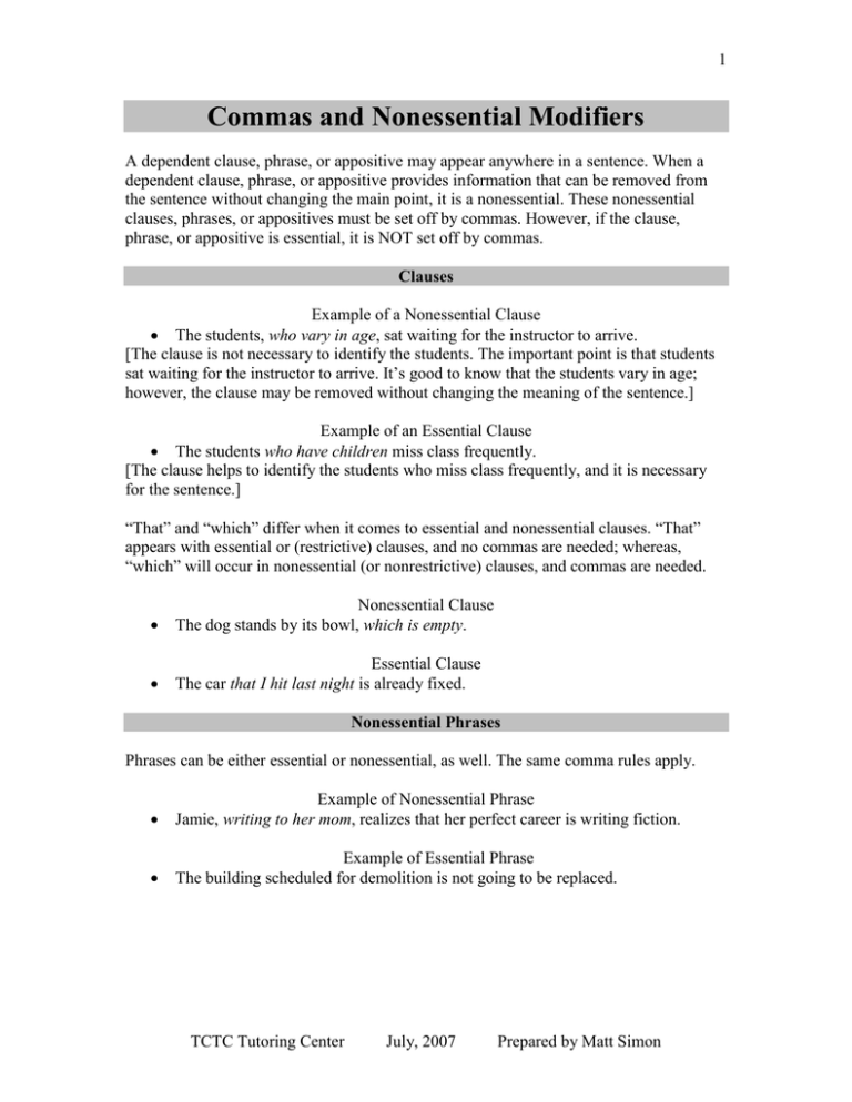 Commas and Nonessential Modifiers: A Punctuation Guide