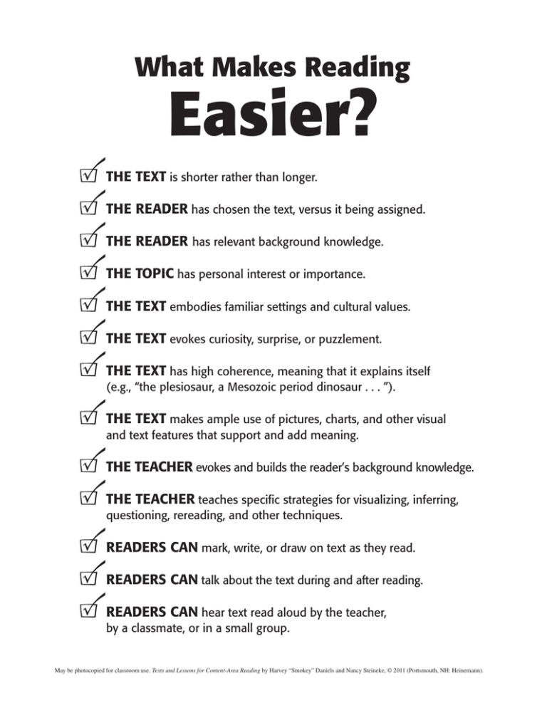What Makes Reading Easier? Tips for Comprehension