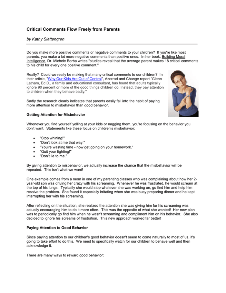 Critical Comments Flow Freely from Parents