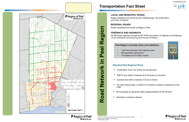 Peel Region Road Network: Transportation Fact Sheet