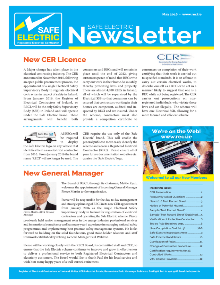 Safe Electric News Letter - May 2016