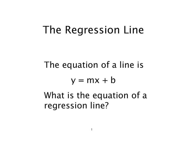 The Regression Line The Regression Line