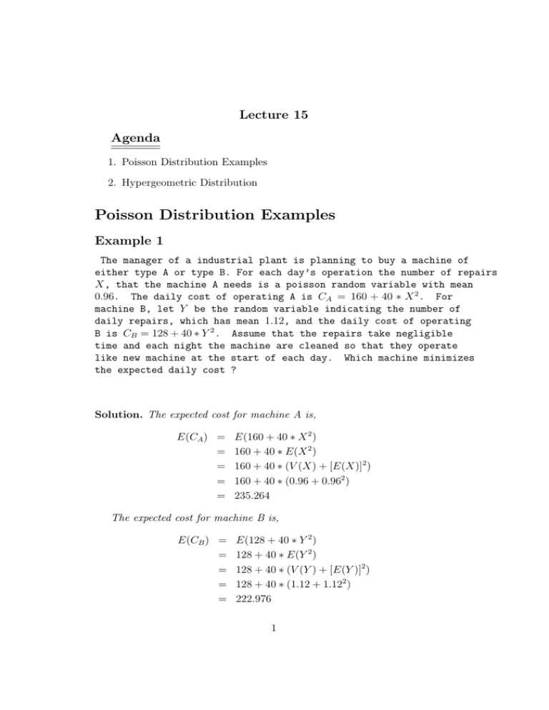 Poisson & Hypergeometric Distributions: Examples & Solutions