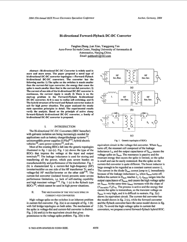 Bi-directional forward-flyback DC-DC converter