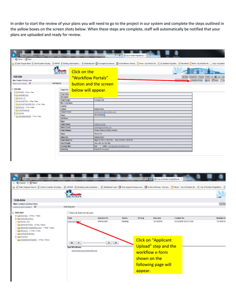 Click on the “Workflow Portals” button and the screen below will