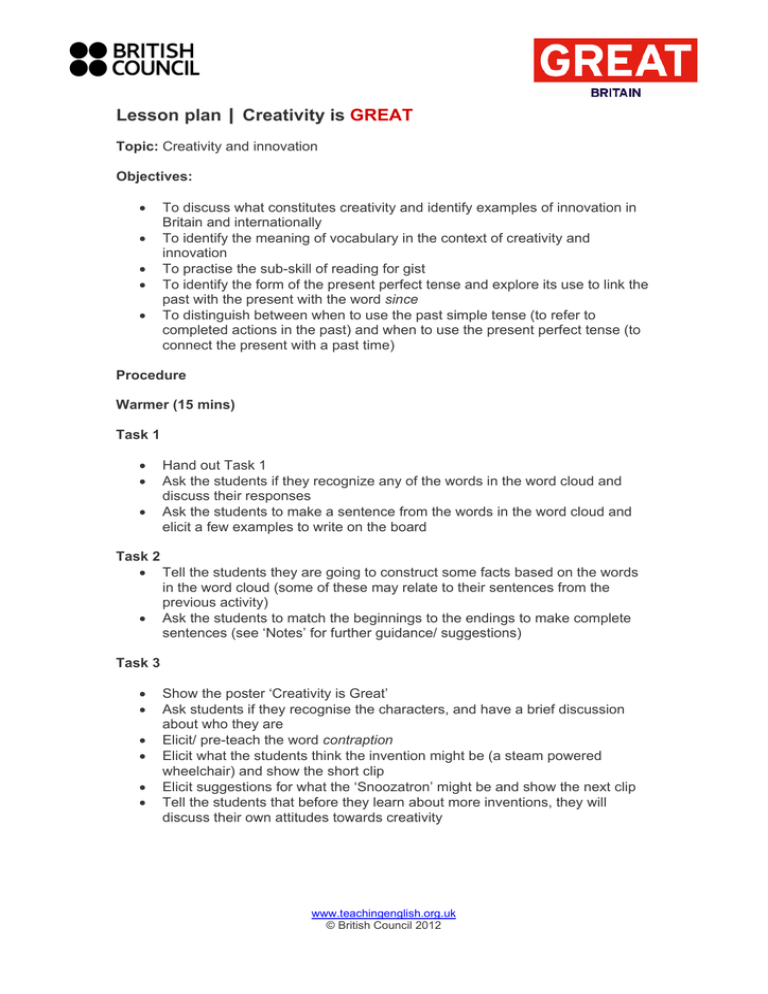 Creativity & Innovation: ESL Lesson Plan