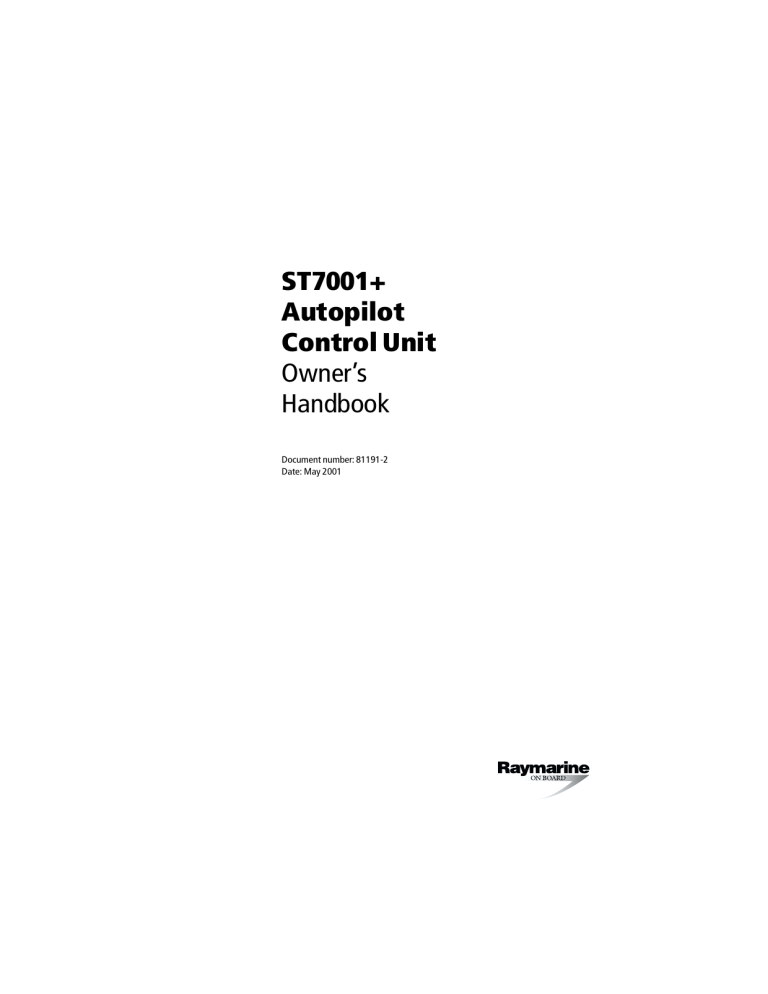 St7001 Autopilot Control Unit Owner S Handbook