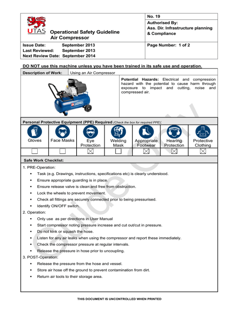 Air Compressor Safety Guideline: Safe Operation & PPE