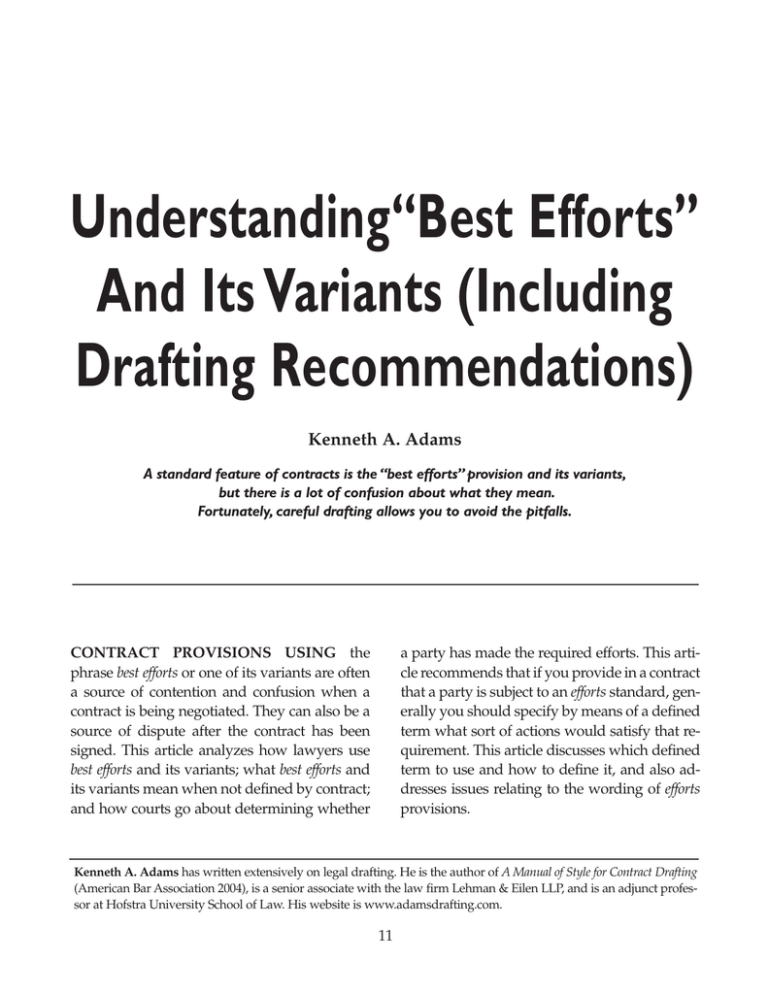 Understanding "Best Efforts" Contract Clauses