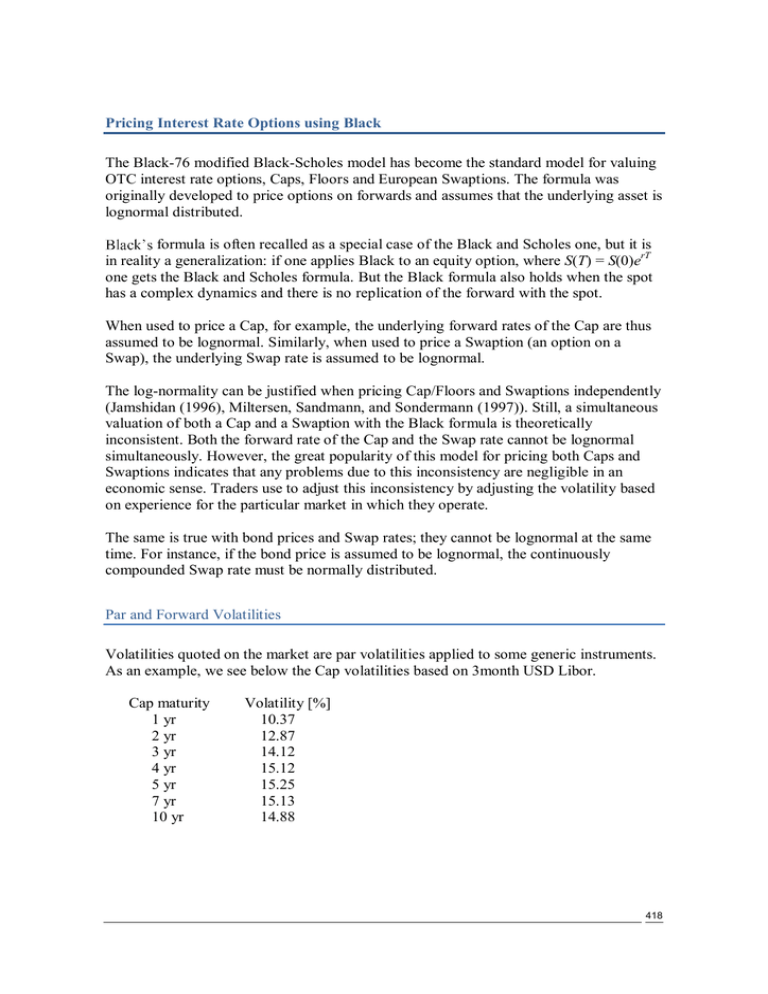 Pricing Interest Rate Options: Black-76 Model