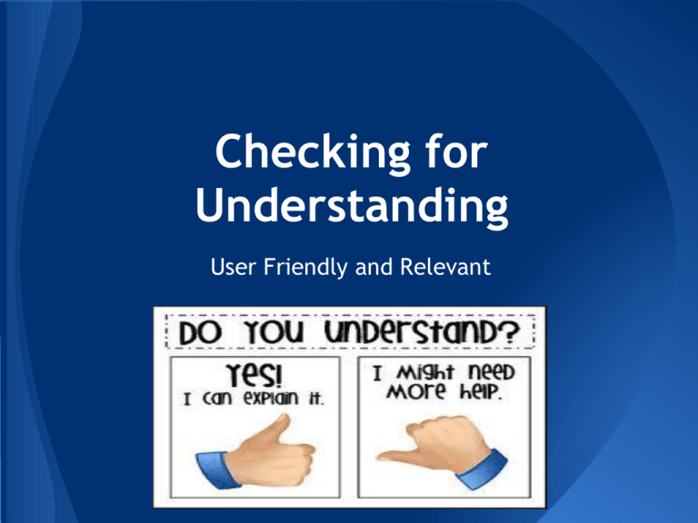 Checking for Understanding: Strategies for Student Success