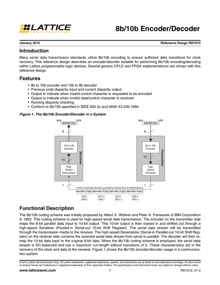 8b/10b Encoder/Decoder Reference Design